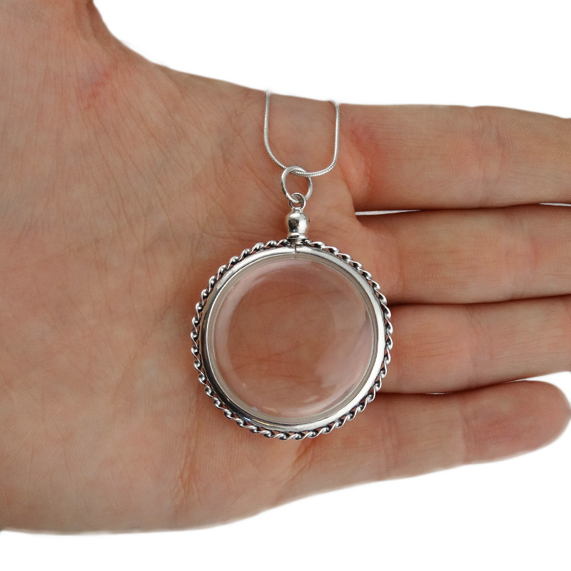 Clear Locket - 925 Sterling Silver - Holds Cherished Items or Keepsakes