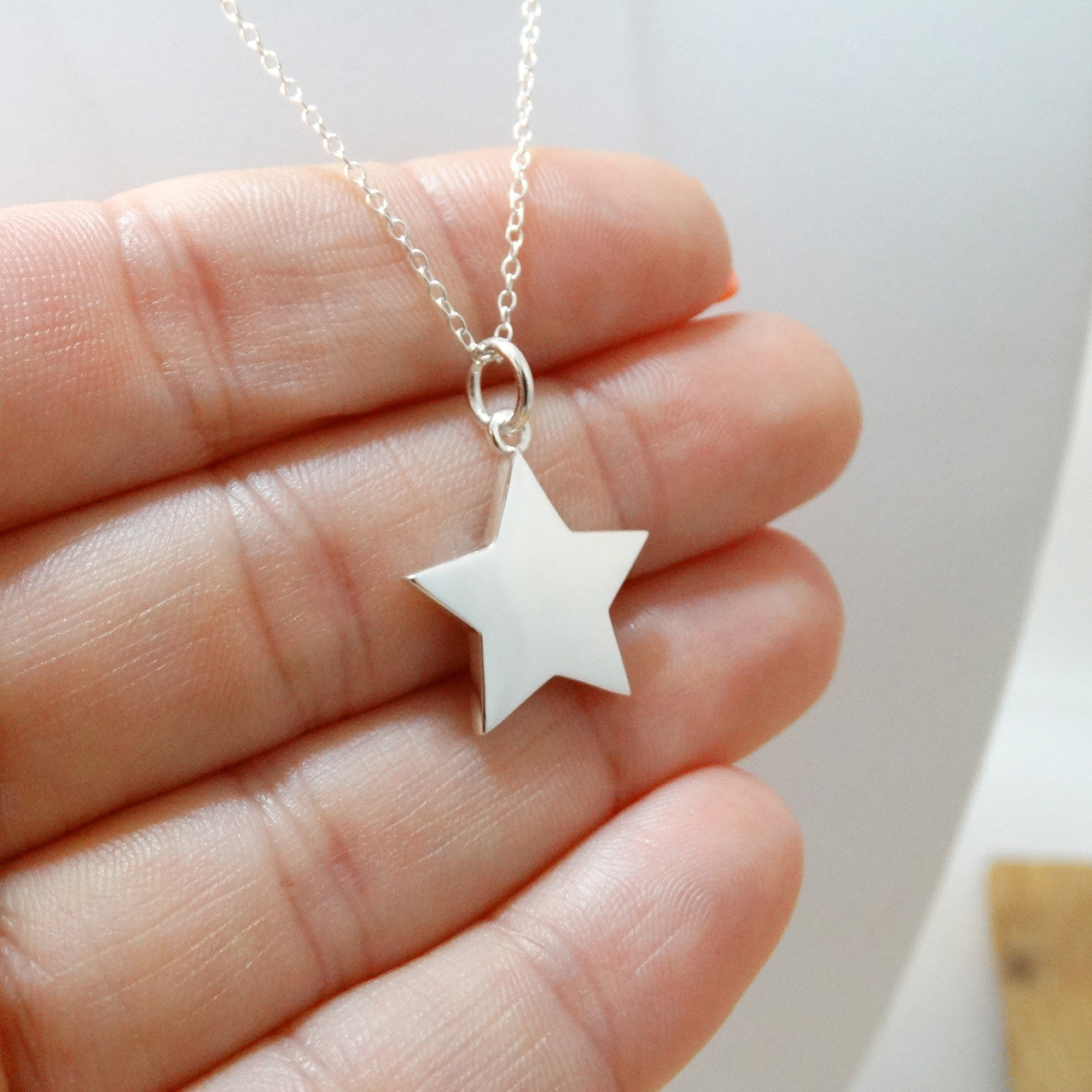 Sterling Silver Engravable Star Necklace