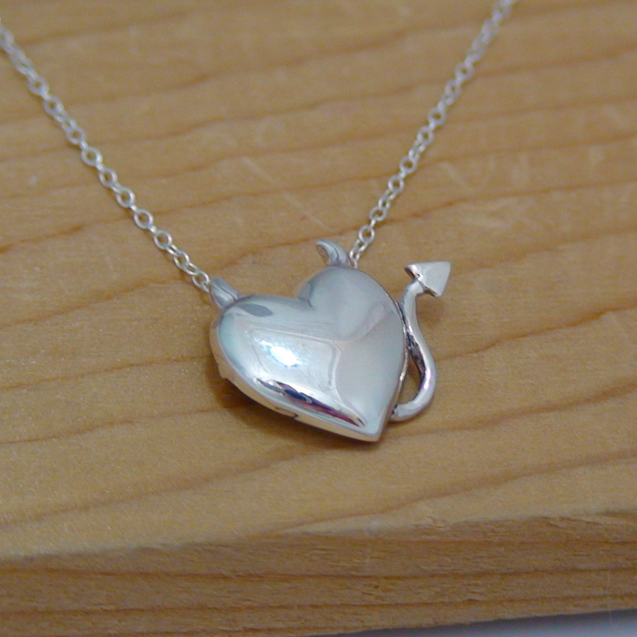Sterling Silver Devil Heart Pendant