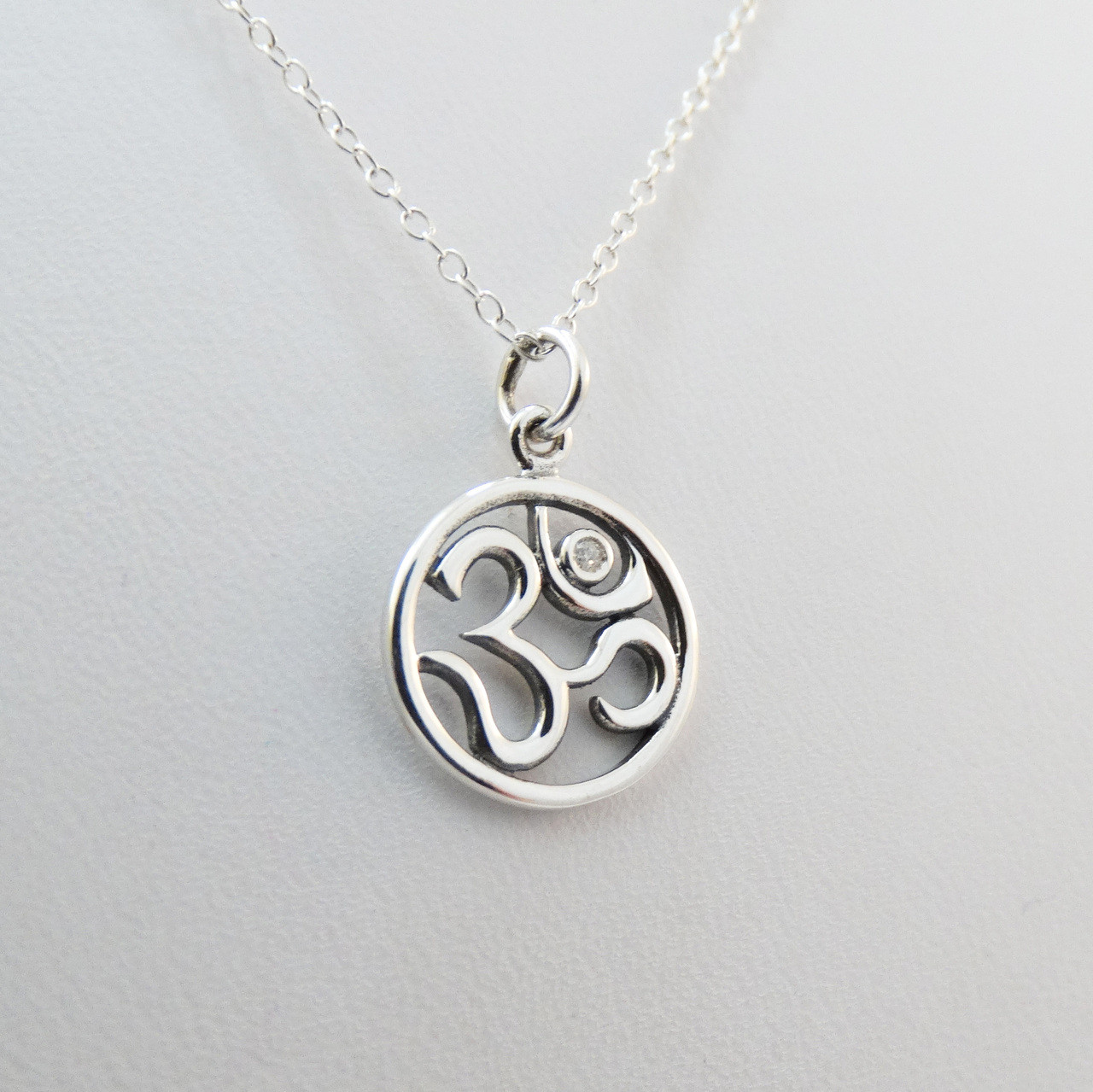 Ohm Necklace with 1 Point Genuine Diamond