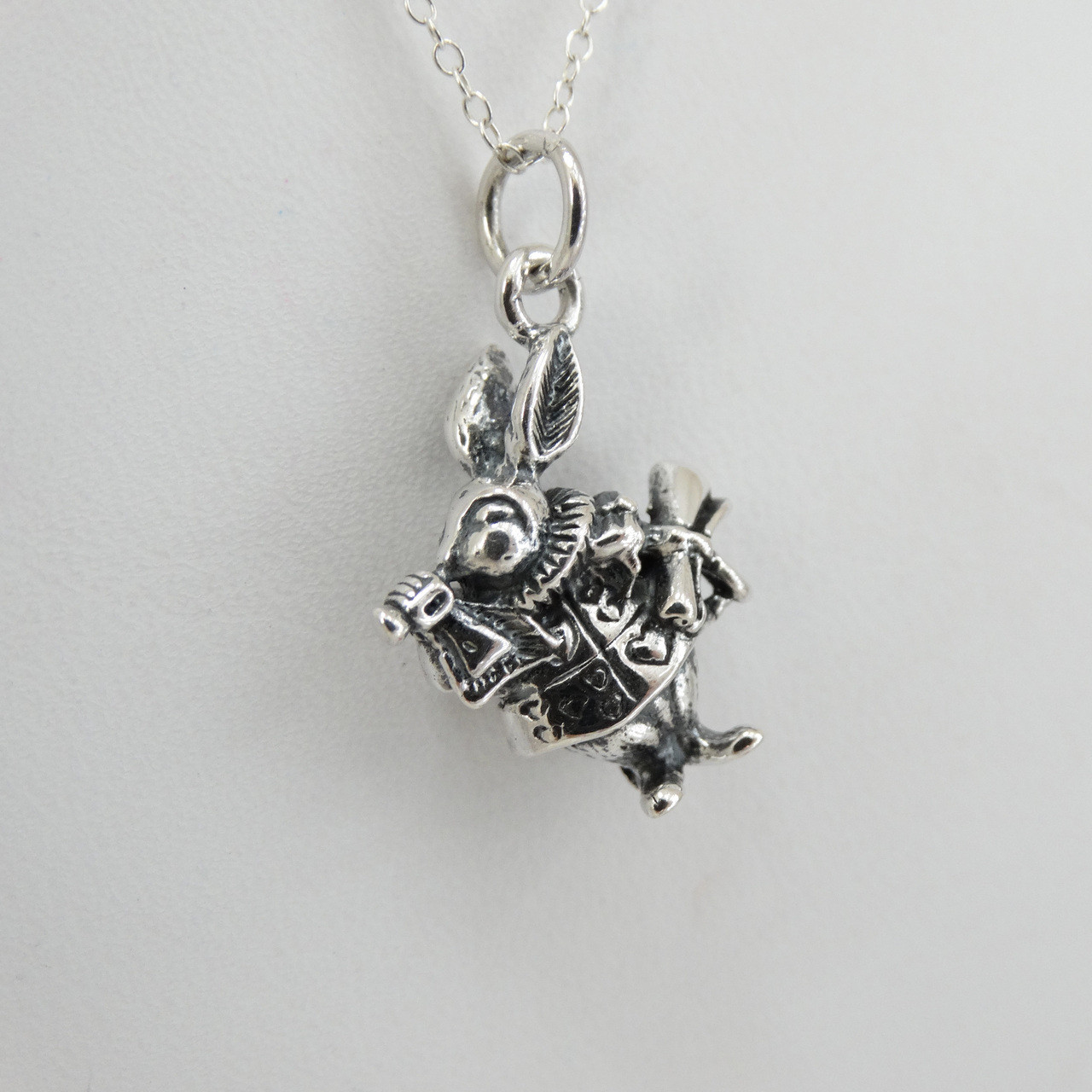 Sterling Silver White Rabbit Charm Necklace