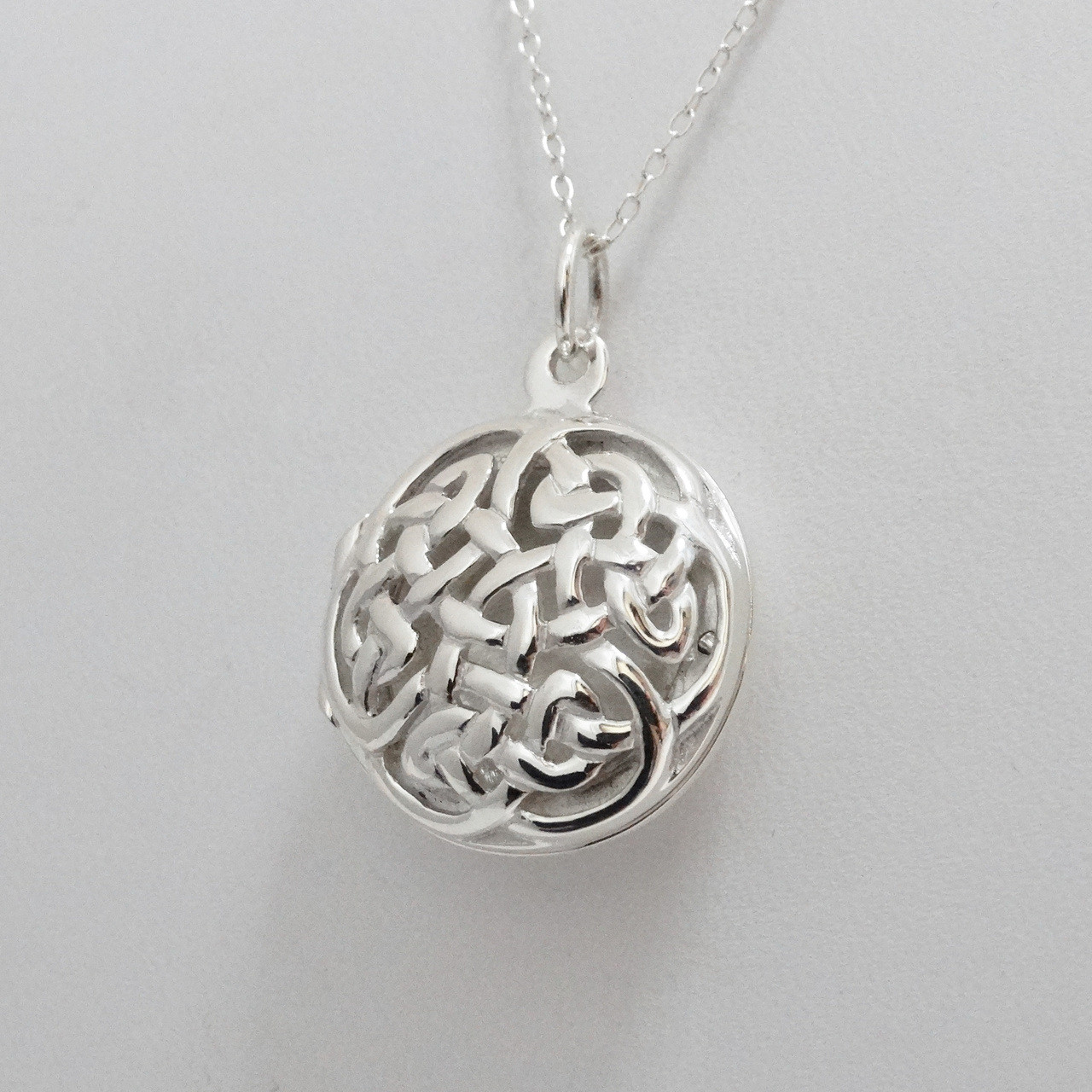 Celtic Knot Locket Necklace in 925 Sterling Silver