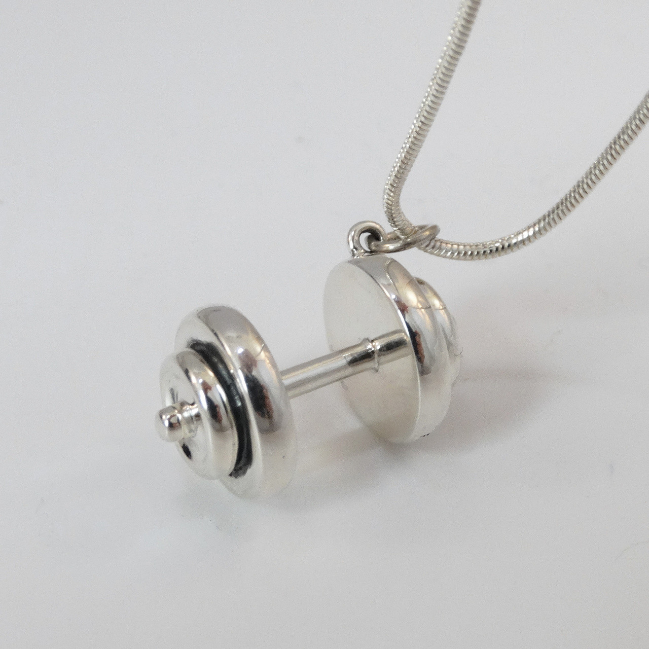 925Sterling Silver Large Dumbbell Necklace