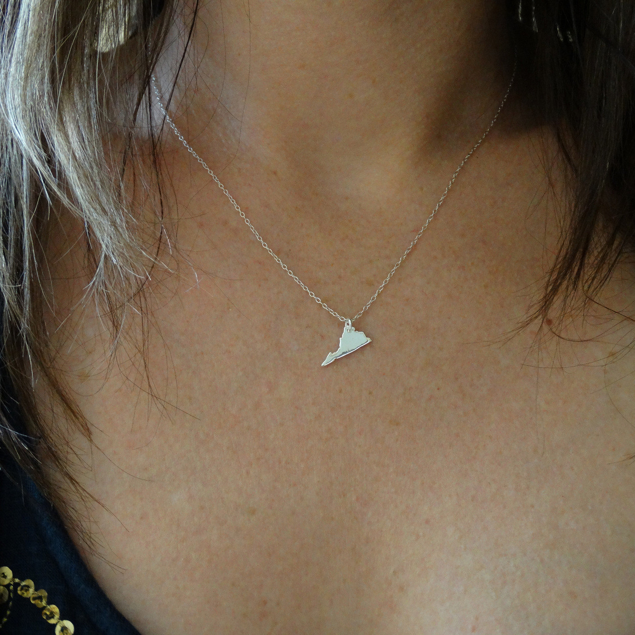 FashionJunkie4Life.com | Virginia State Necklace - Sterling Silver