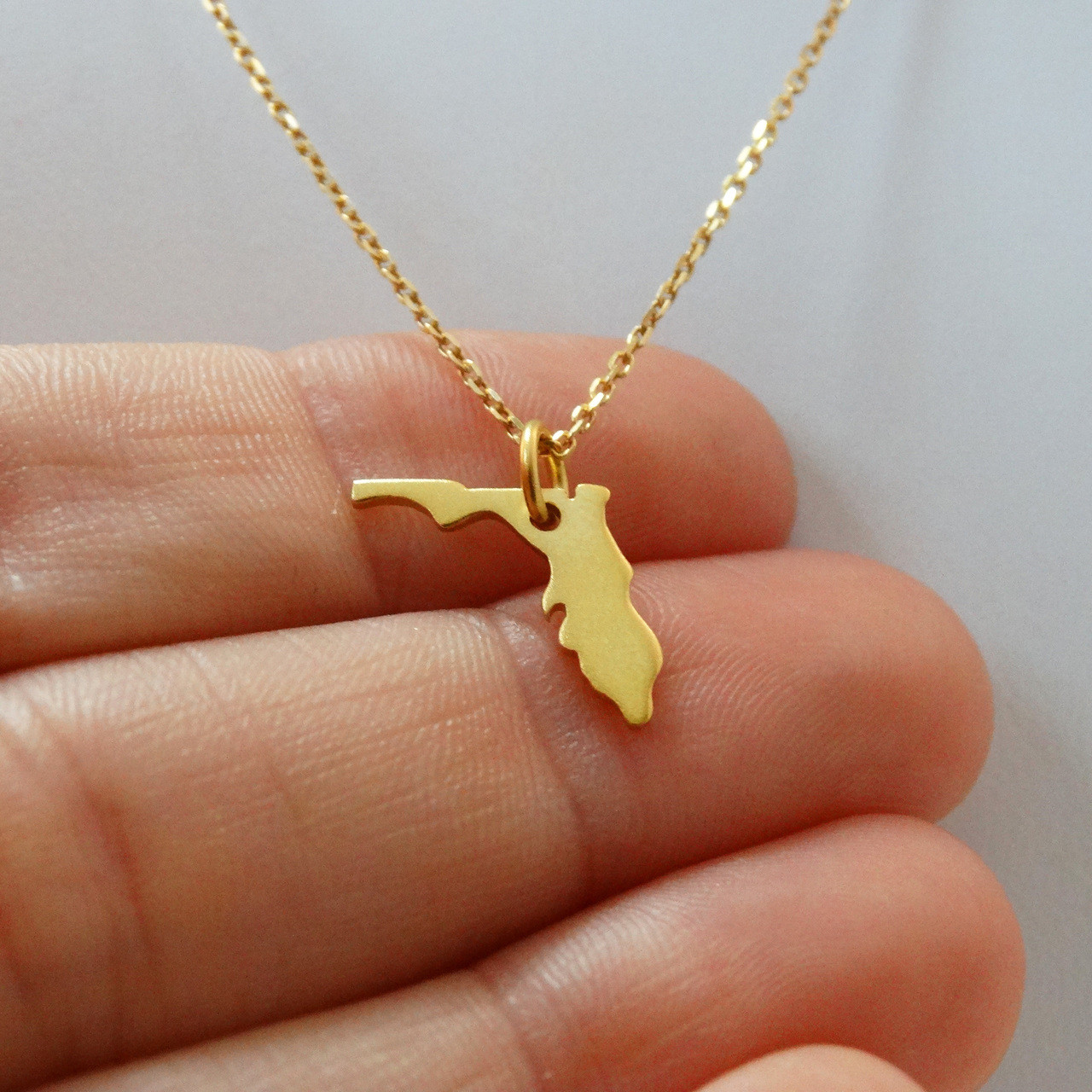 FashionJunkie4Life.com | Gold Florida State Necklace - Sterling Silver