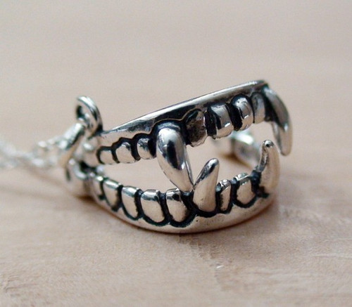 Fangs (movable) - Sterling Silver Charm Necklace