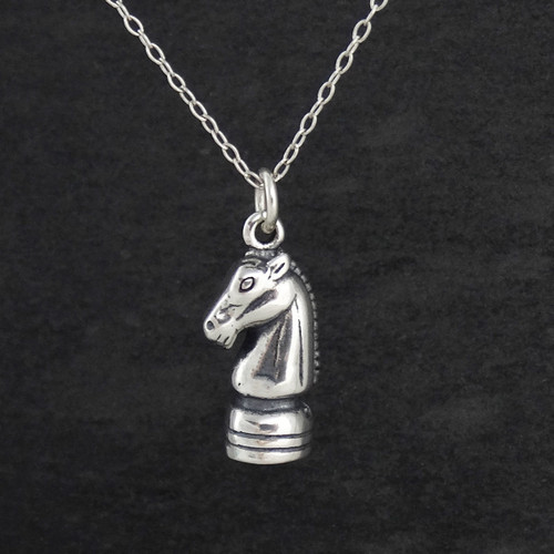 Knight Chess Piece Necklace - 925 Sterling Silver - FashionJunkie4Life