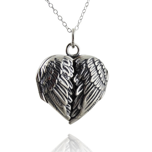 Angel Wing Locket Necklace - 925 Sterling Silver - FashionJunkie4Life