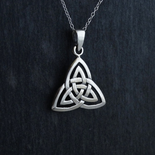 Sterling Silver Celtic Knot Double Triquetra Pendant Necklace ...