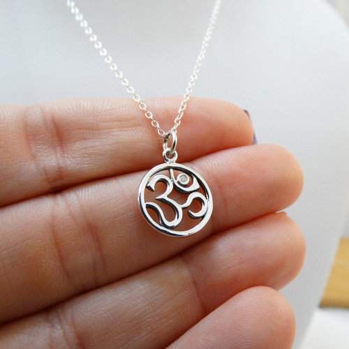 Ohm Necklace with 1 Point Genuine Diamond