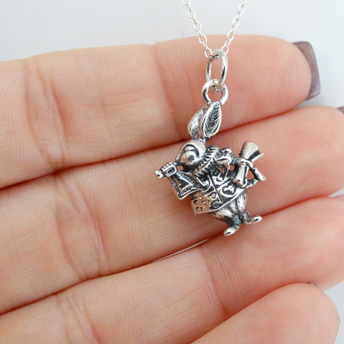 Sterling Silver White Rabbit Charm Necklace