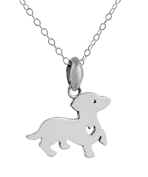 Sterling Silver Love Dachshund Necklace | FashionJunkie4Life