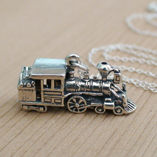 Sterling Silver Train Locomotive Necklace | FashionJunkie4Life