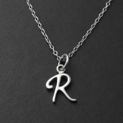 Sterling Silver Tiny Letter R Necklace | FashionJunkie4Life