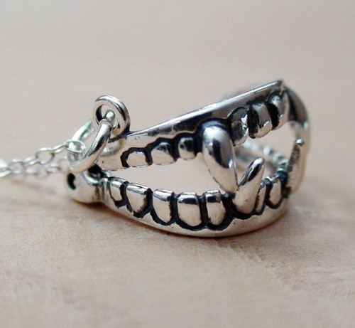 Fangs (movable) - Sterling Silver Charm Necklace