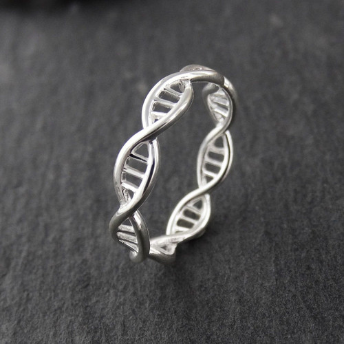 DNA Molecule Double Helix Ring - 925 Sterling Silver - FashionJunkie4Life