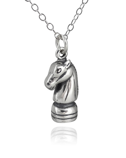 Knight Chess Piece Necklace - 925 Sterling Silver - FashionJunkie4Life