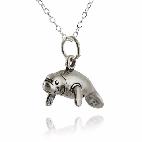 3D Manatee Charm Necklace - 925 Sterling Silver - FashionJunkie4Life