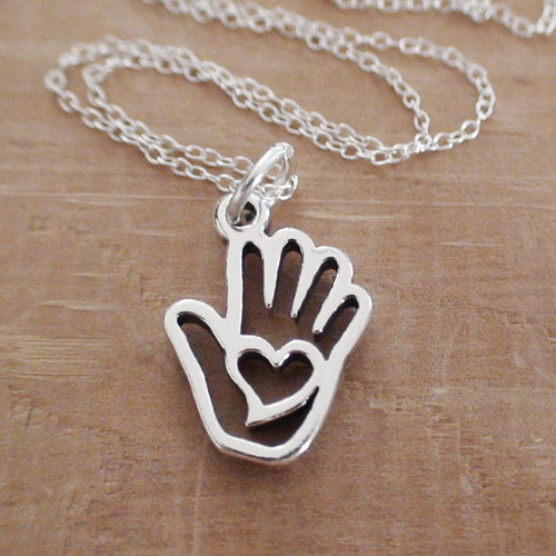 Heart in Hand - Sterling Silver Charm Necklace