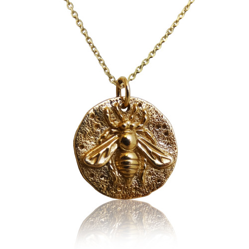 Bronze Ancient Bee Coin Charm 19x16 - Necklace - FashionJunkie4Life