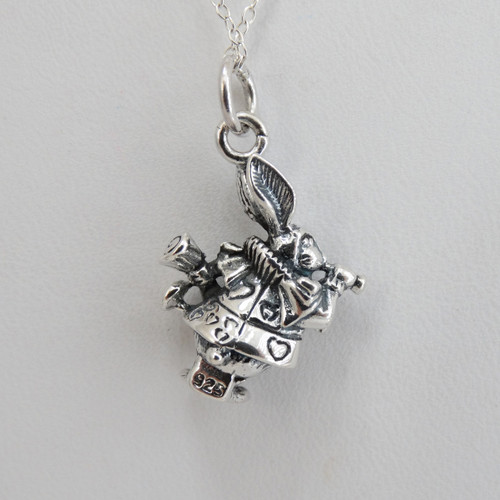 Sterling Silver White Rabbit Charm Necklace