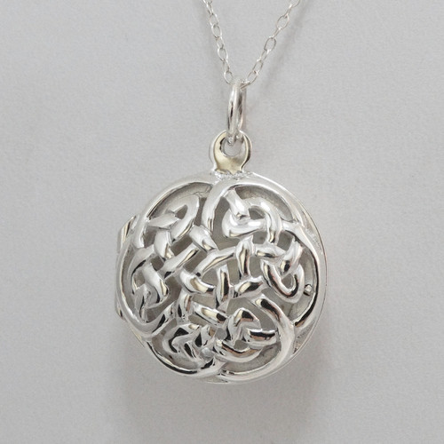 Celtic Knot Locket Necklace in 925 Sterling Silver