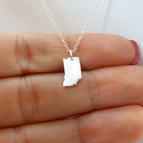 FashionJunkie4Life.com | Indiana State Necklace - Sterling Silver