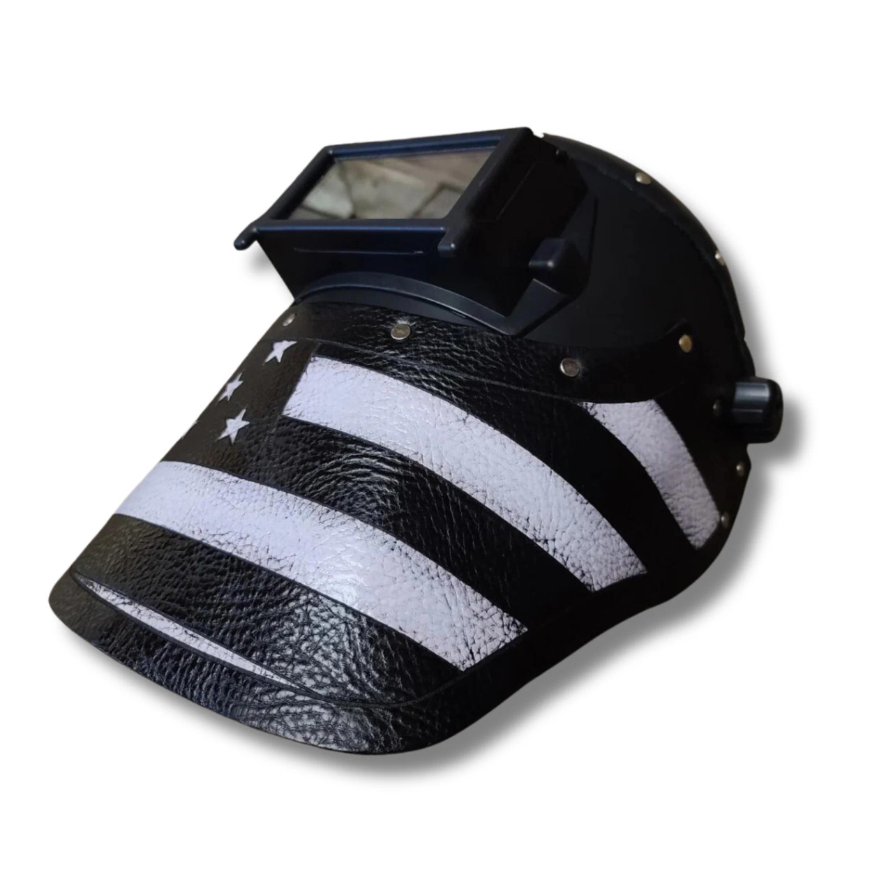 Outlaw Leather - Flip Up USA B/W Welding Hood - RAM Welding Supply