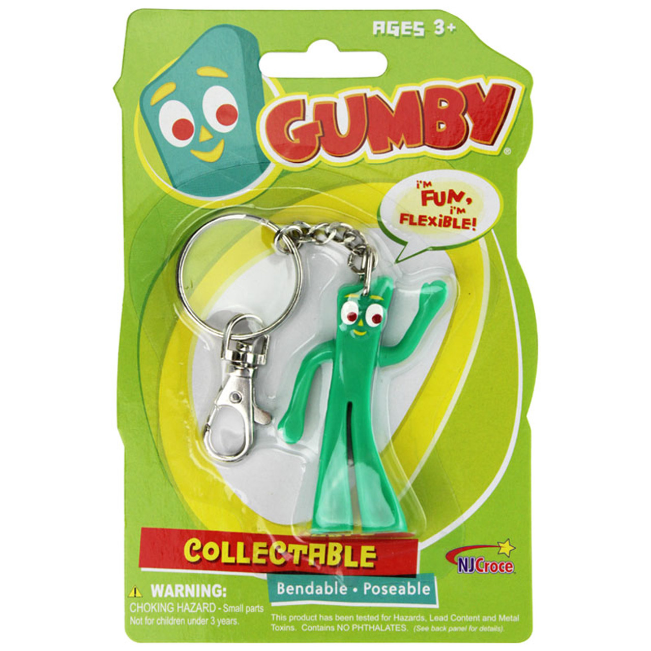 Gumby 3 Inch Bendable Keychain Wholesale