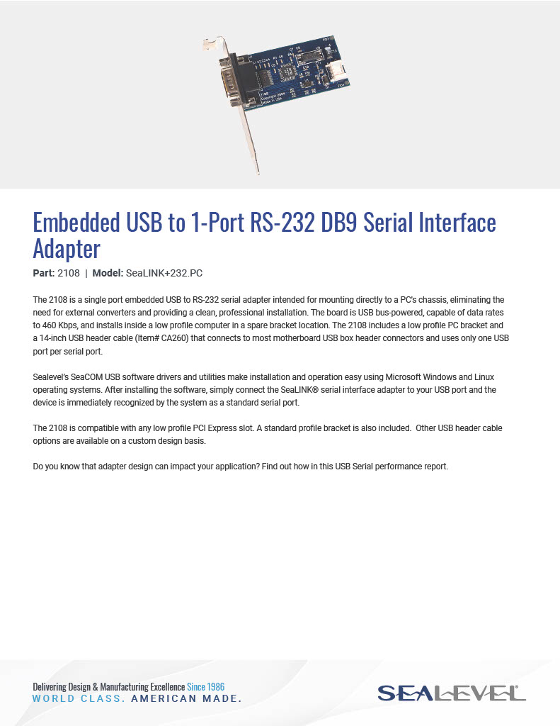 Datasheet: 2108 - Sealevel Systems, Inc