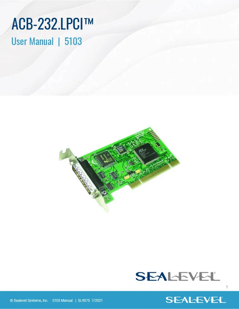 Manual: 5103, 5103S - Sealevel Systems, Inc