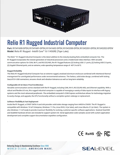 Datasheet: Relio R1 Rugged – Intel® Core™ i5-1145GRE (Tiger Lake ...