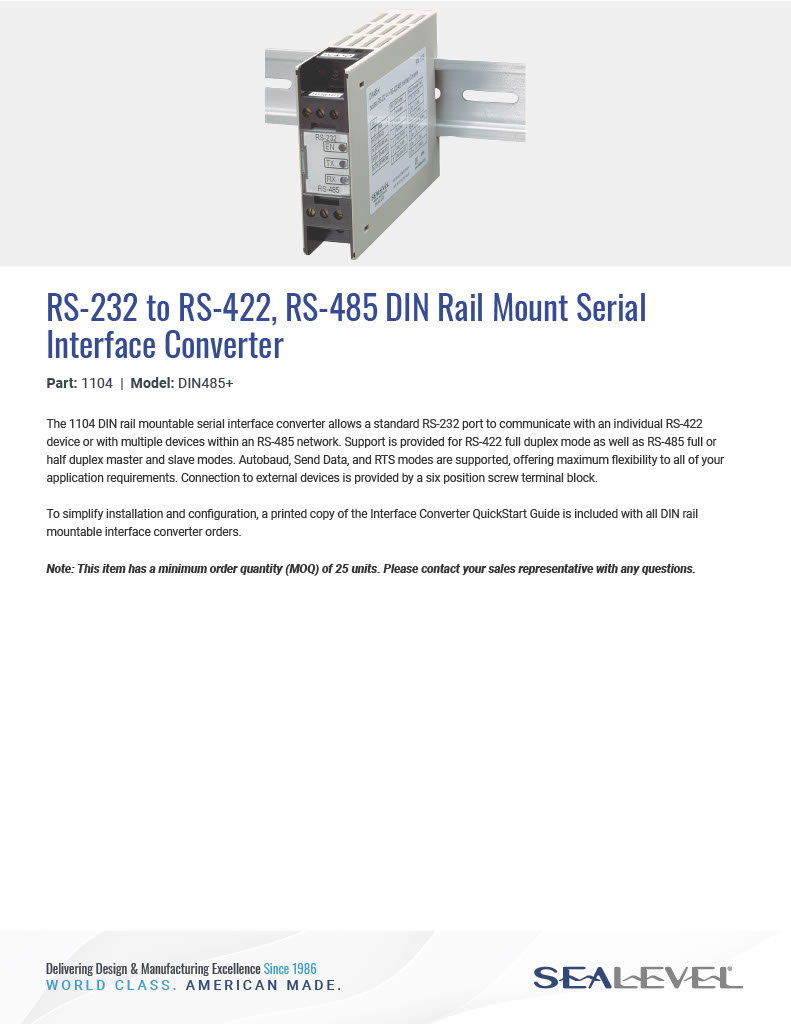 Datasheet: 1104 - Sealevel Systems, Inc