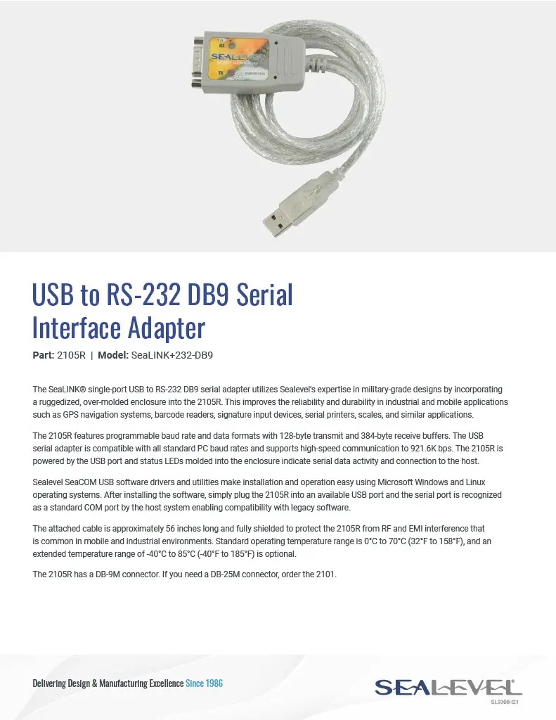 Datasheet: 2105R - Sealevel Systems, Inc