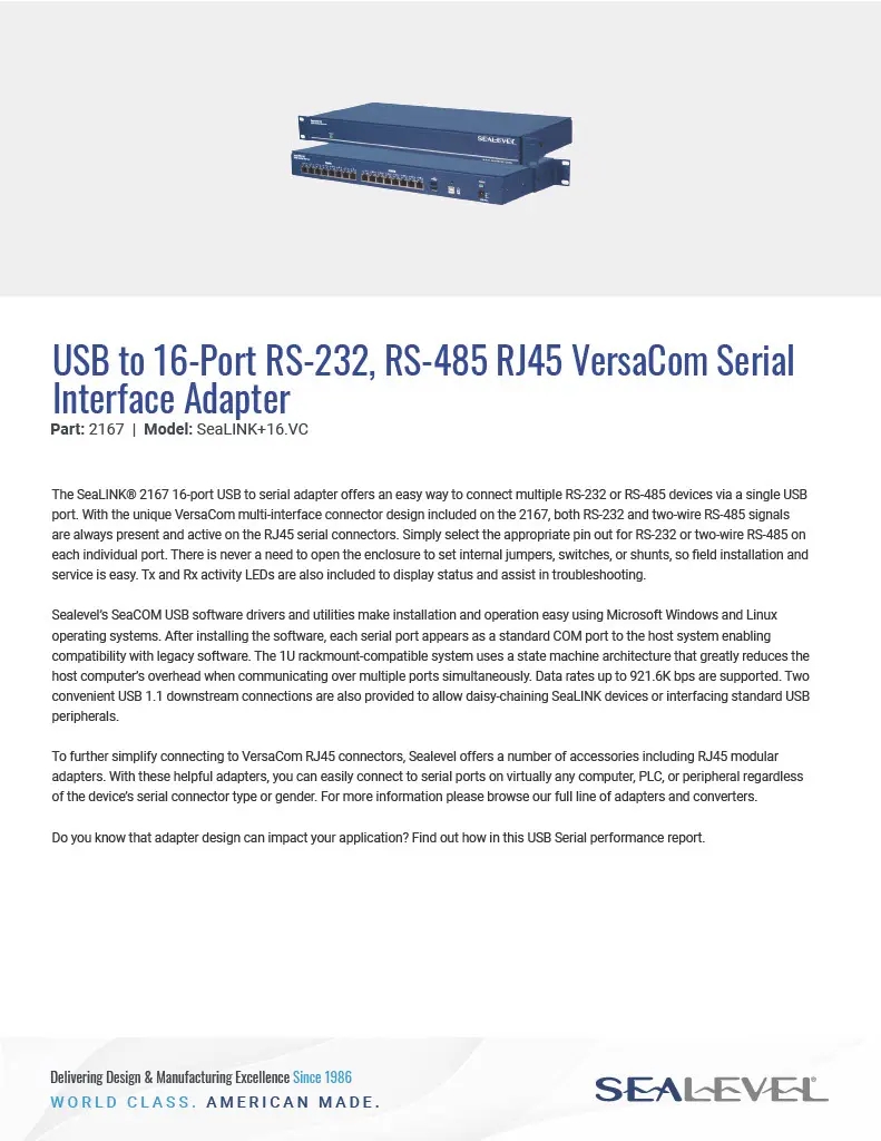 Datasheet: 2167 - Sealevel Systems, Inc