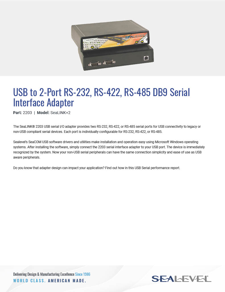 Datasheet: 2203 - Sealevel Systems, Inc