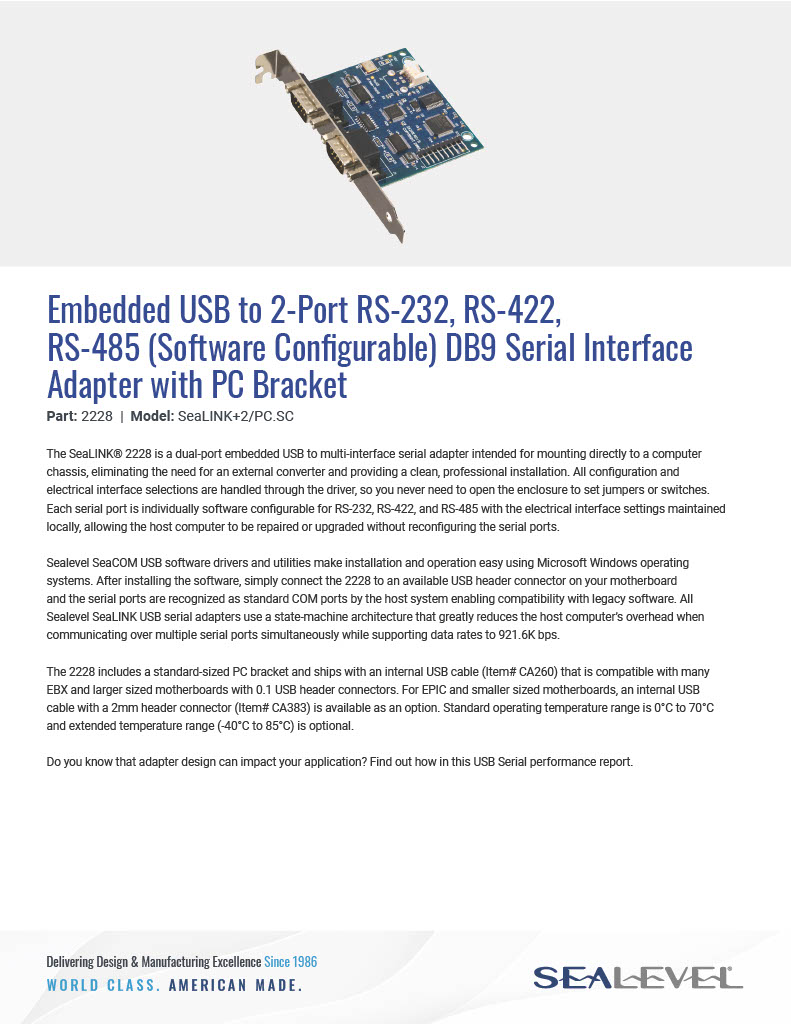 Datasheet: 2228 - Sealevel Systems, Inc