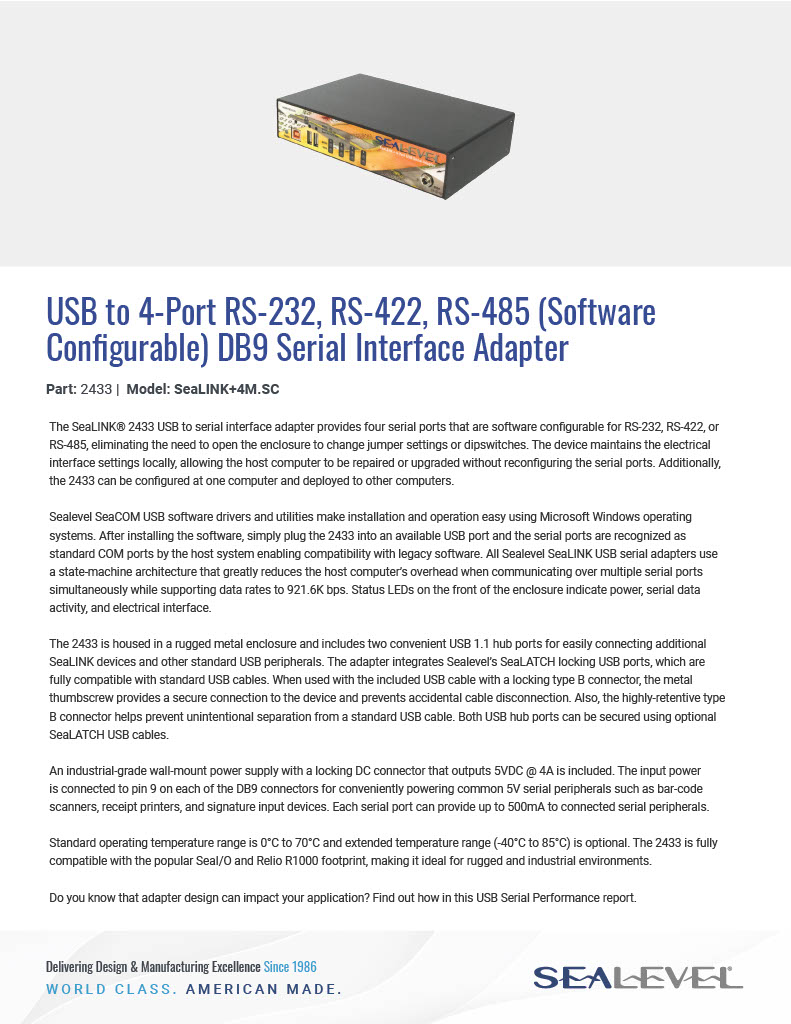 Datasheet: 2433 - Sealevel Systems, Inc