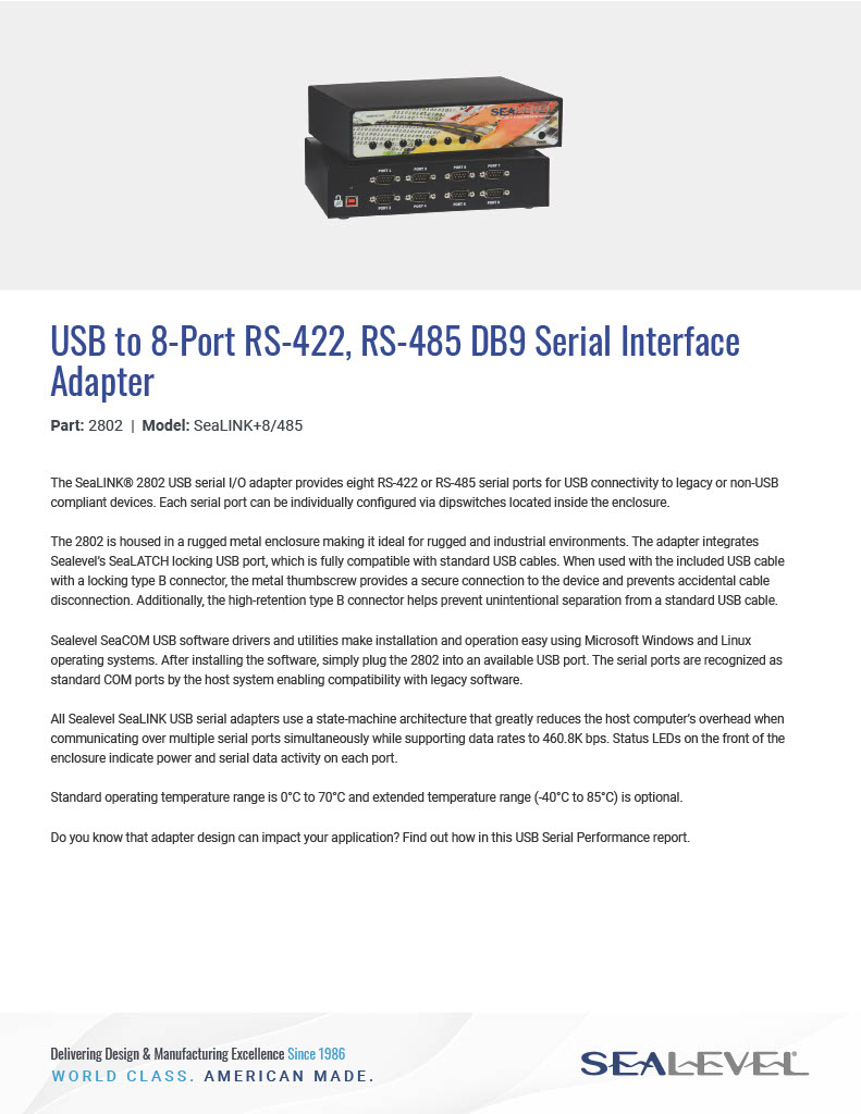 Datasheet: 2802 - Sealevel Systems, Inc