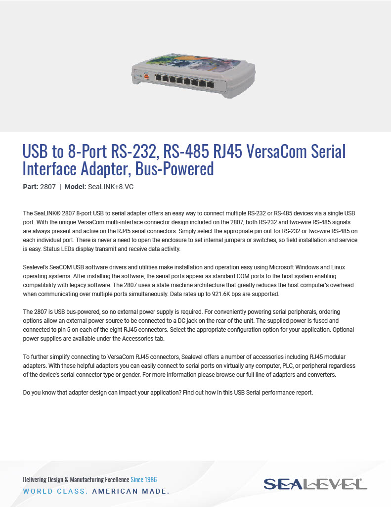Datasheet: 2807 - Sealevel Systems, Inc