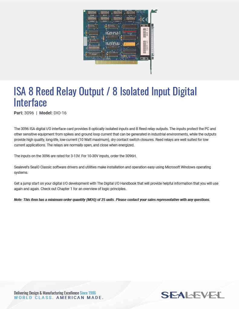 Datasheet: 3096 - Sealevel Systems, Inc