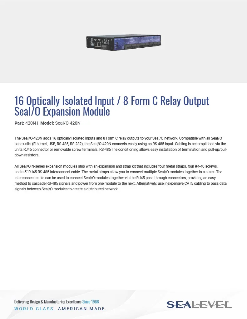 Datasheet: 420N - Sealevel Systems, Inc