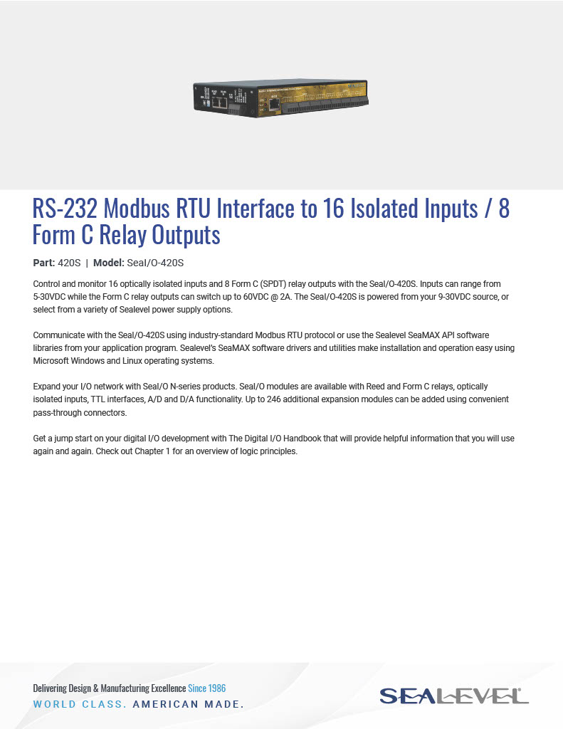 Datasheet: 420S - Sealevel Systems, Inc