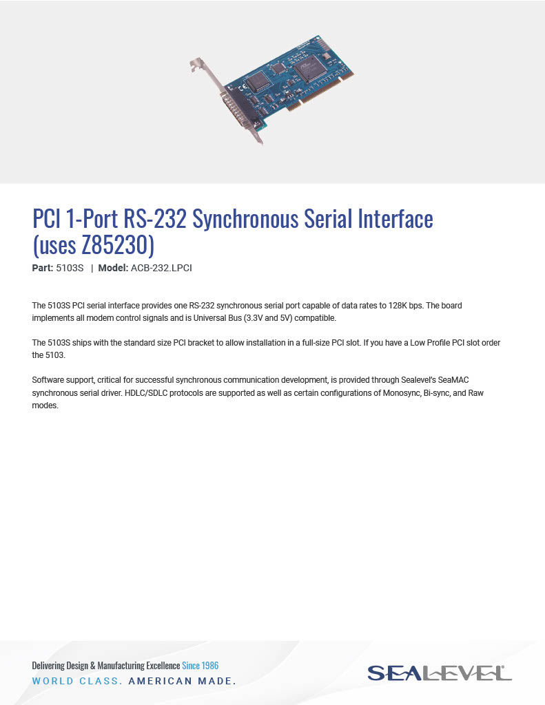 Datasheet: 5103S - Sealevel Systems, Inc