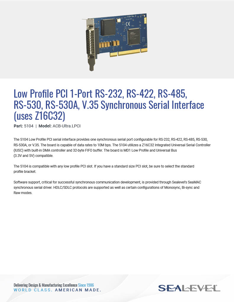 Datasheet: 5104 - Sealevel Systems, Inc