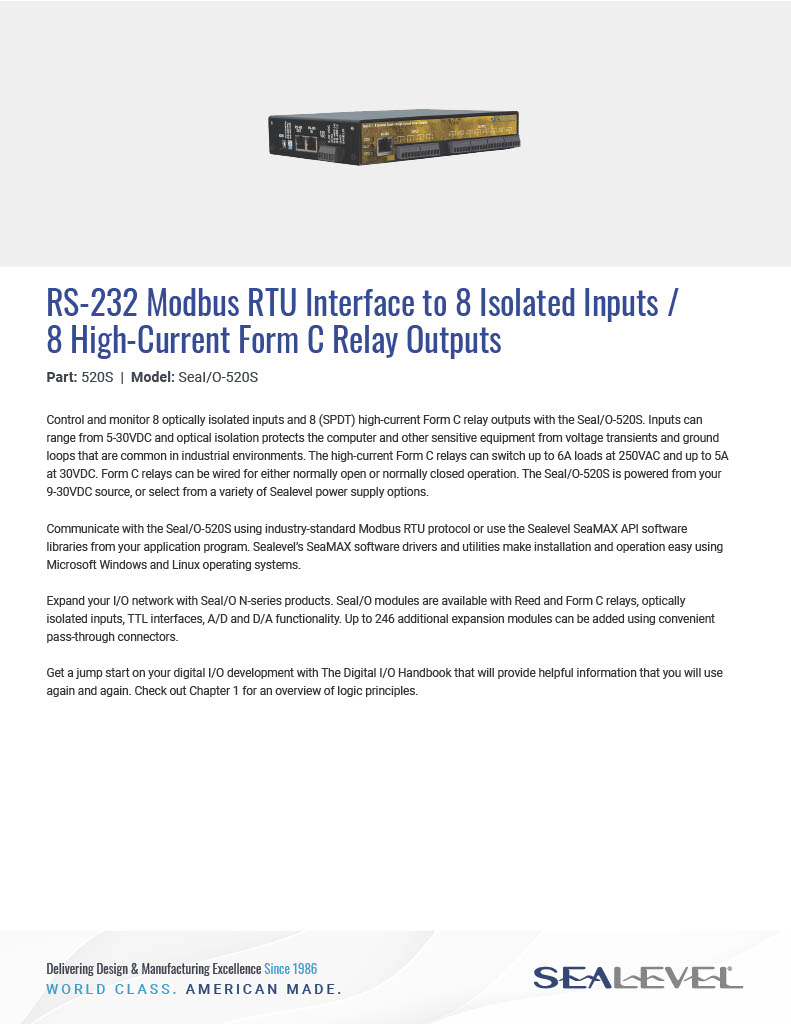 Datasheet: 520S - Sealevel Systems, Inc