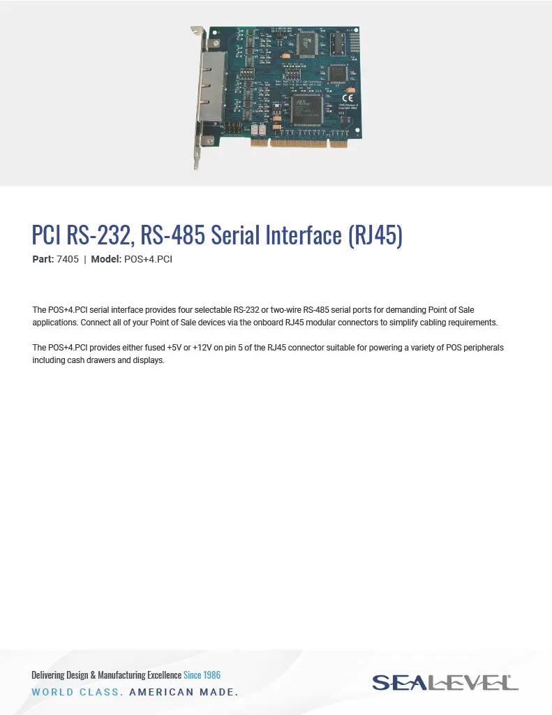 Datasheet: 7405 - Sealevel Systems, Inc