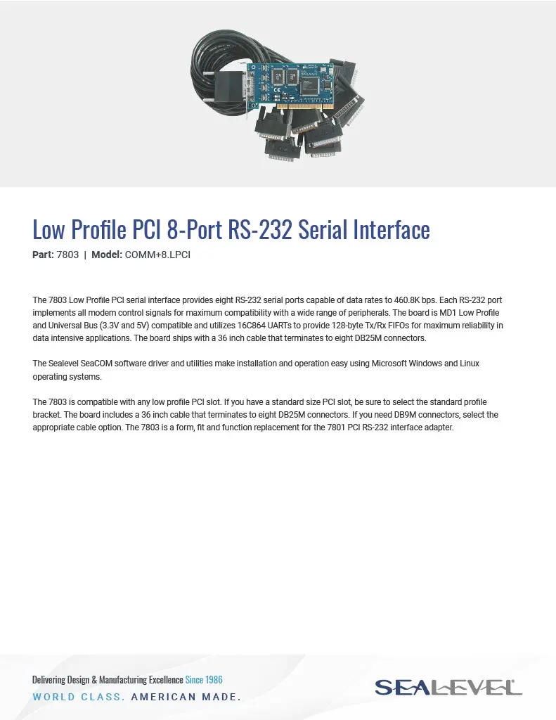 Datasheet: 7803 - Sealevel Systems, Inc