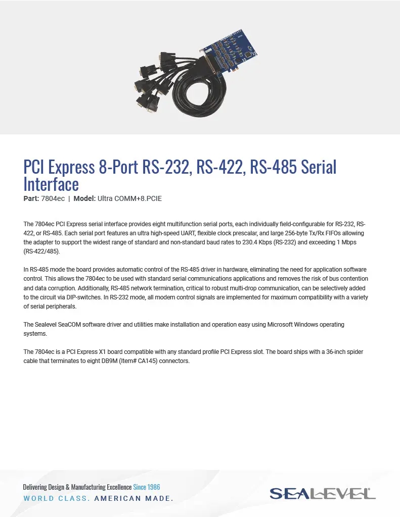 Datasheet: 7804ec - Sealevel Systems, Inc
