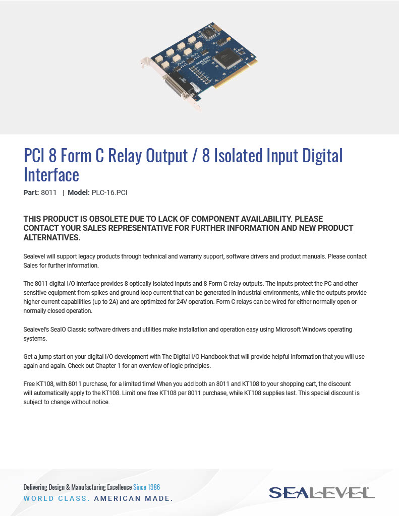 Datasheet: 8011 - Sealevel Systems, Inc